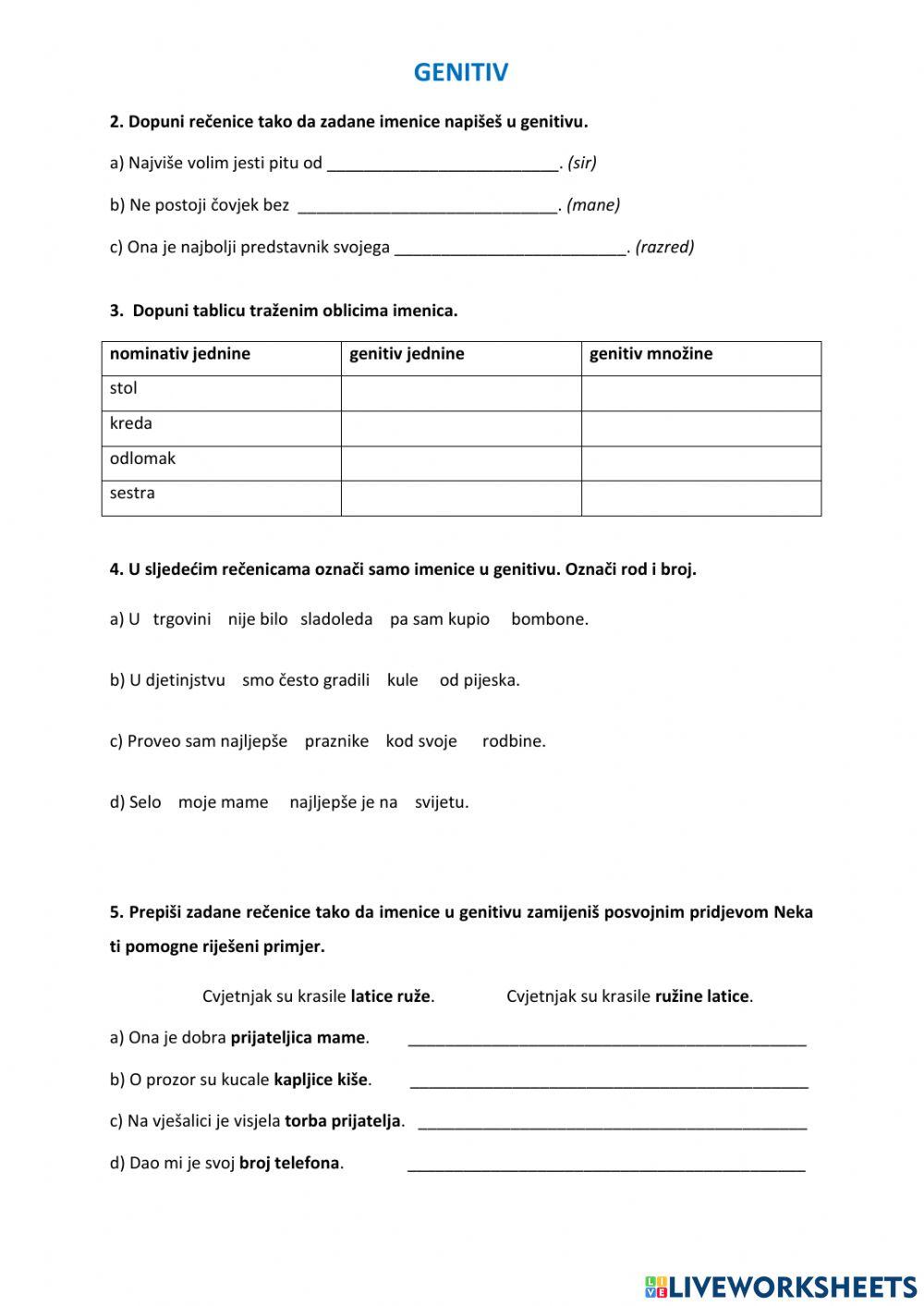 Genitiv | Free Interactive Worksheets | 1819040