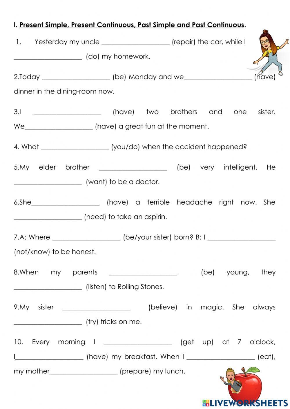 Grammar Present & Past worksheet | Live Worksheets