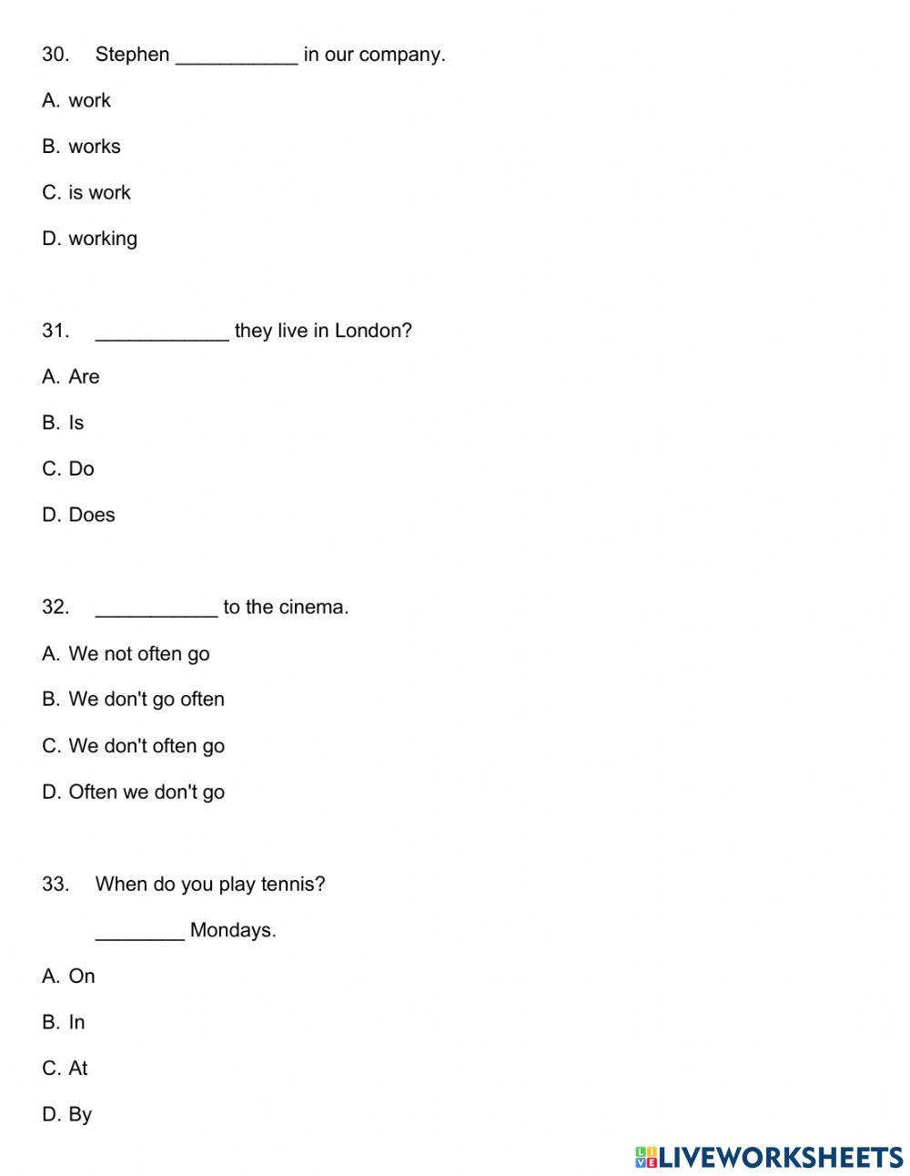 Placement test - iii cycle - augustinian technical high school ...