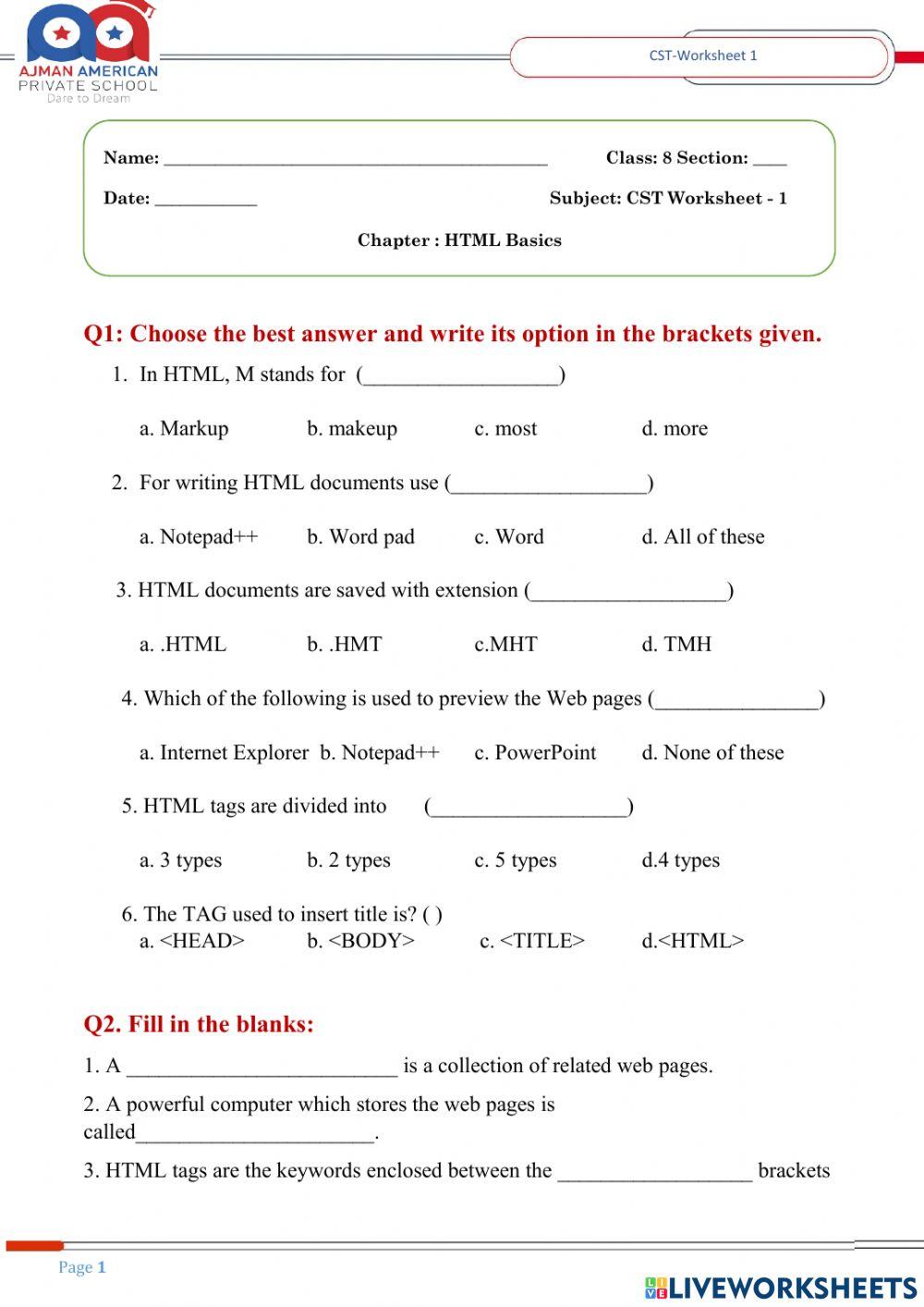 CST-Gr8-worksheet 1-Term 2-2022 online exercise for | Live Worksheets