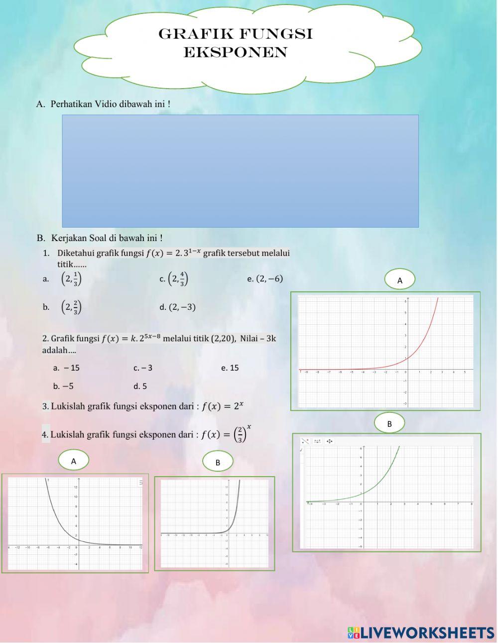 Grafik fungsi eksponen interactive worksheet | Live Worksheets