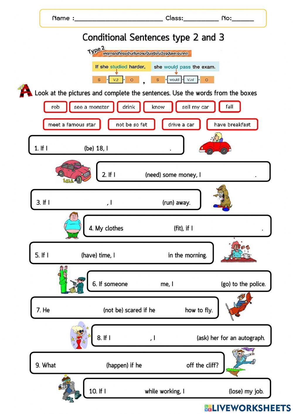 Conditional sentence type2 and 3 online exercise for | Live Worksheets