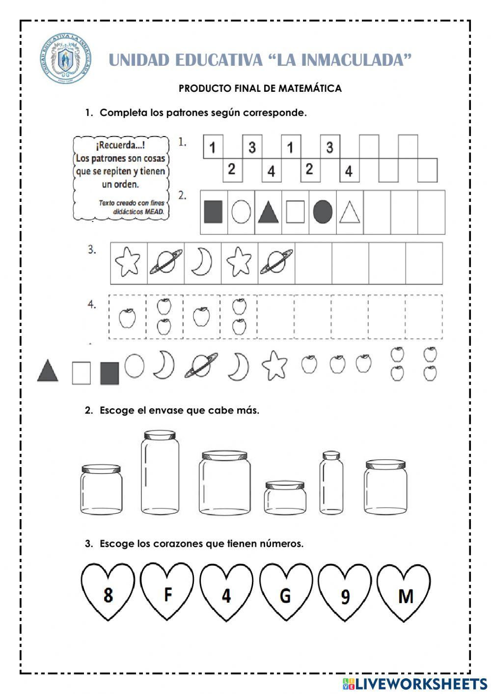 Producto final … | Free Interactive Worksheets | 1820339