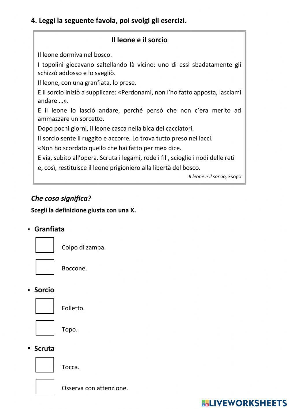 Verifica italiano 24-01-2022 online exercise for | Live Worksheets