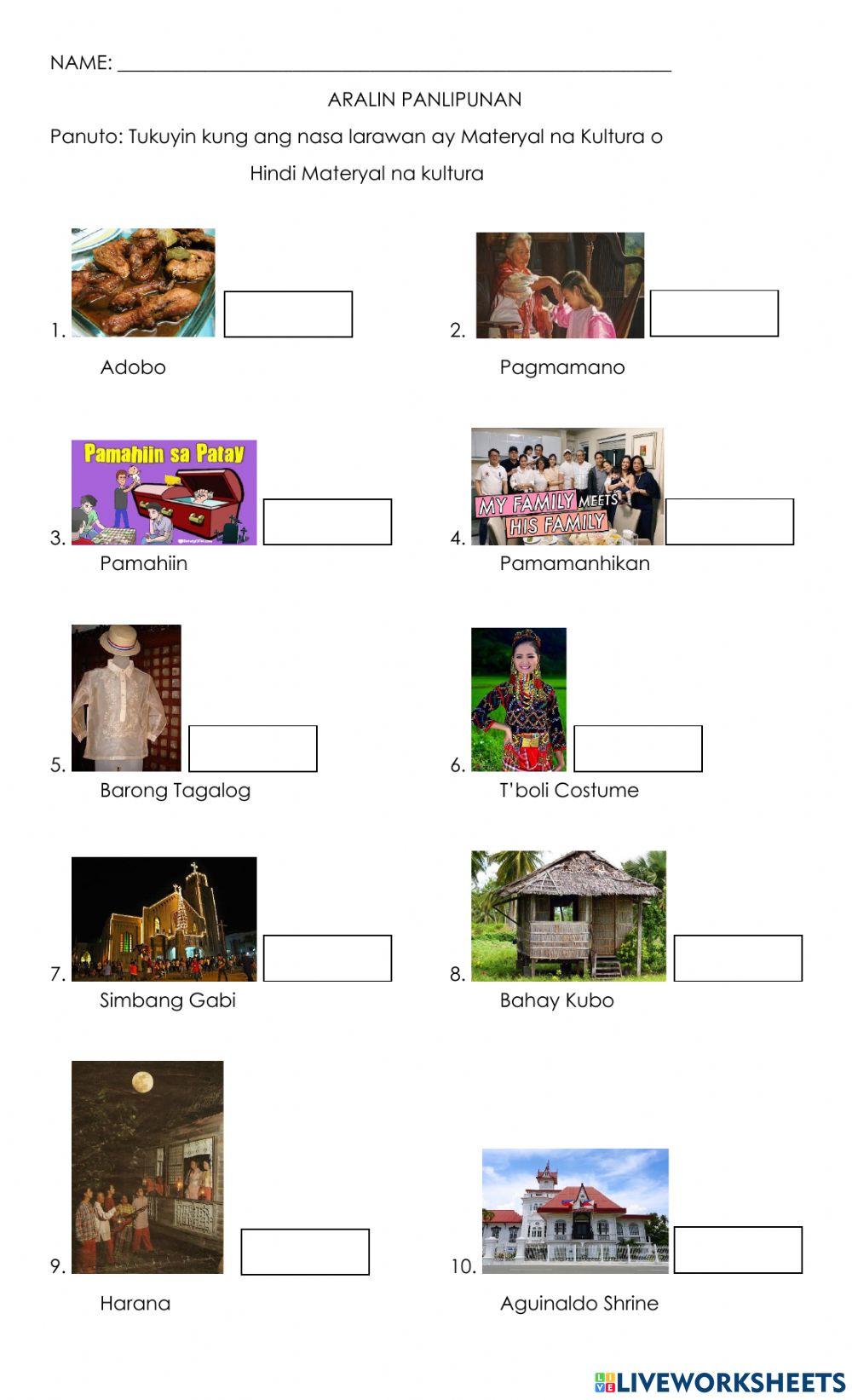 Kulturang Pilip… | Free Interactive Worksheets | 1820623