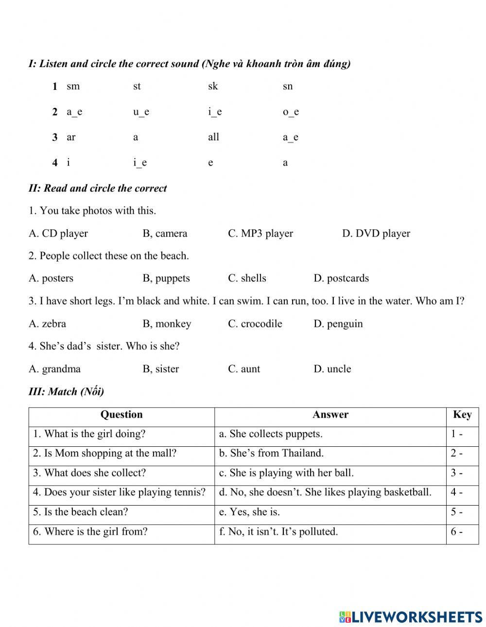 Review online exercise for 5 | Live Worksheets