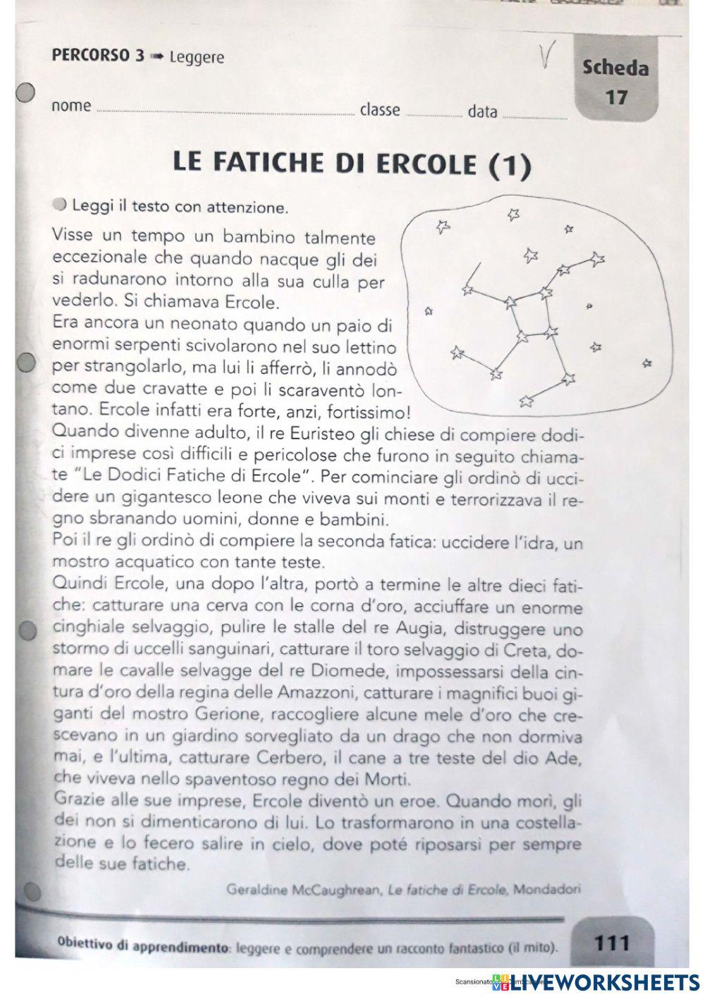 Il mito worksheet | Live Worksheets