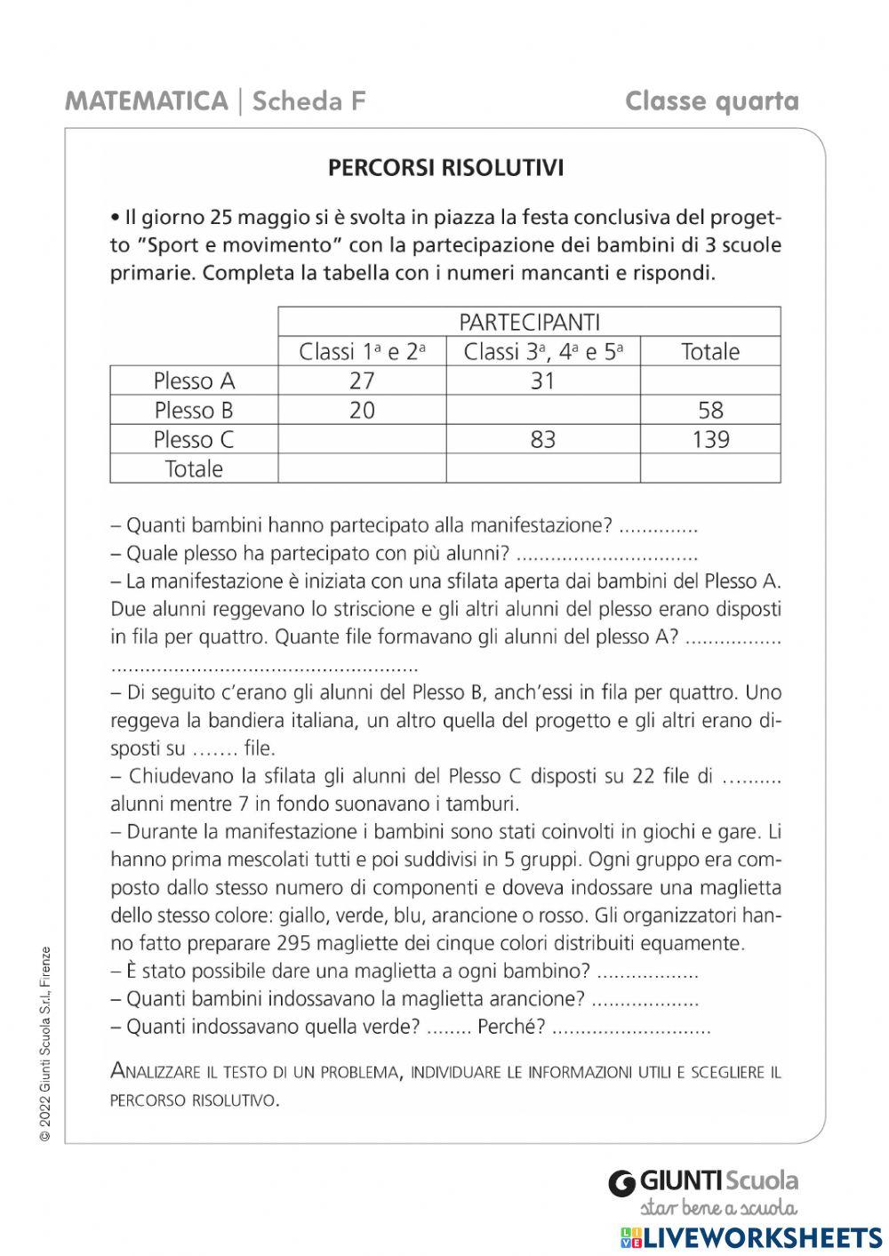Matematica (Problema) online exercise for | Live Worksheets