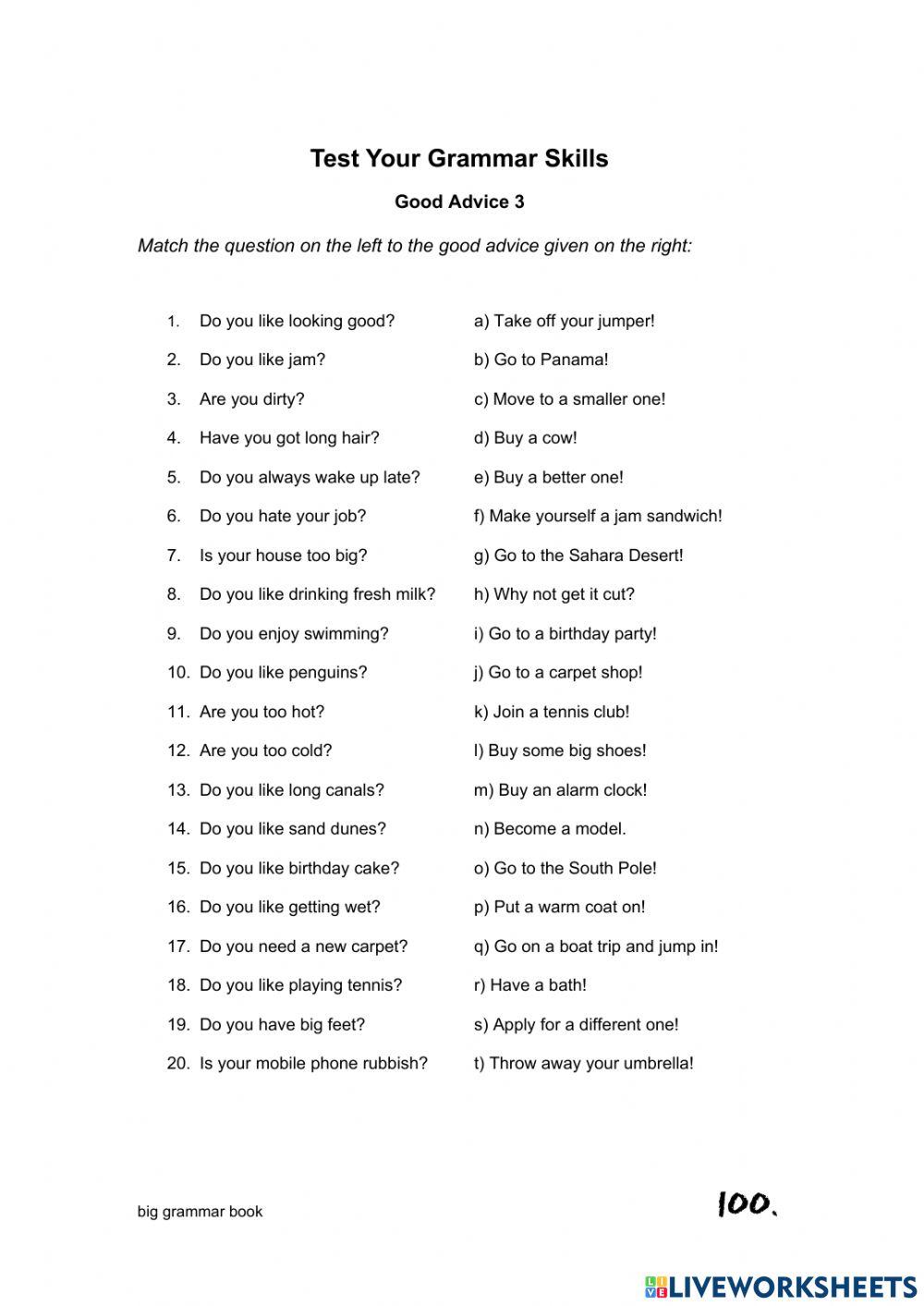 Basic English 106 - 109 worksheet | Live Worksheets