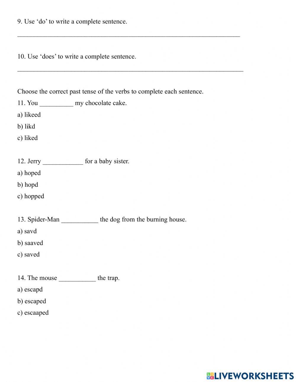Grammar online exercise for 1 | Live Worksheets