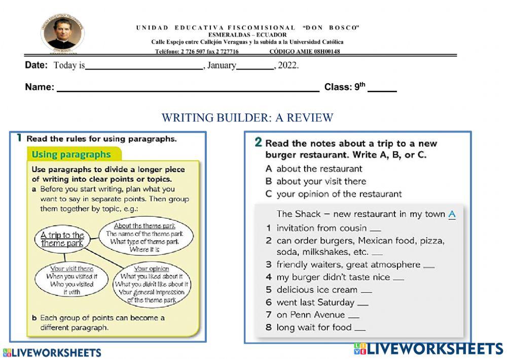 Paragraphs | Live Worksheets