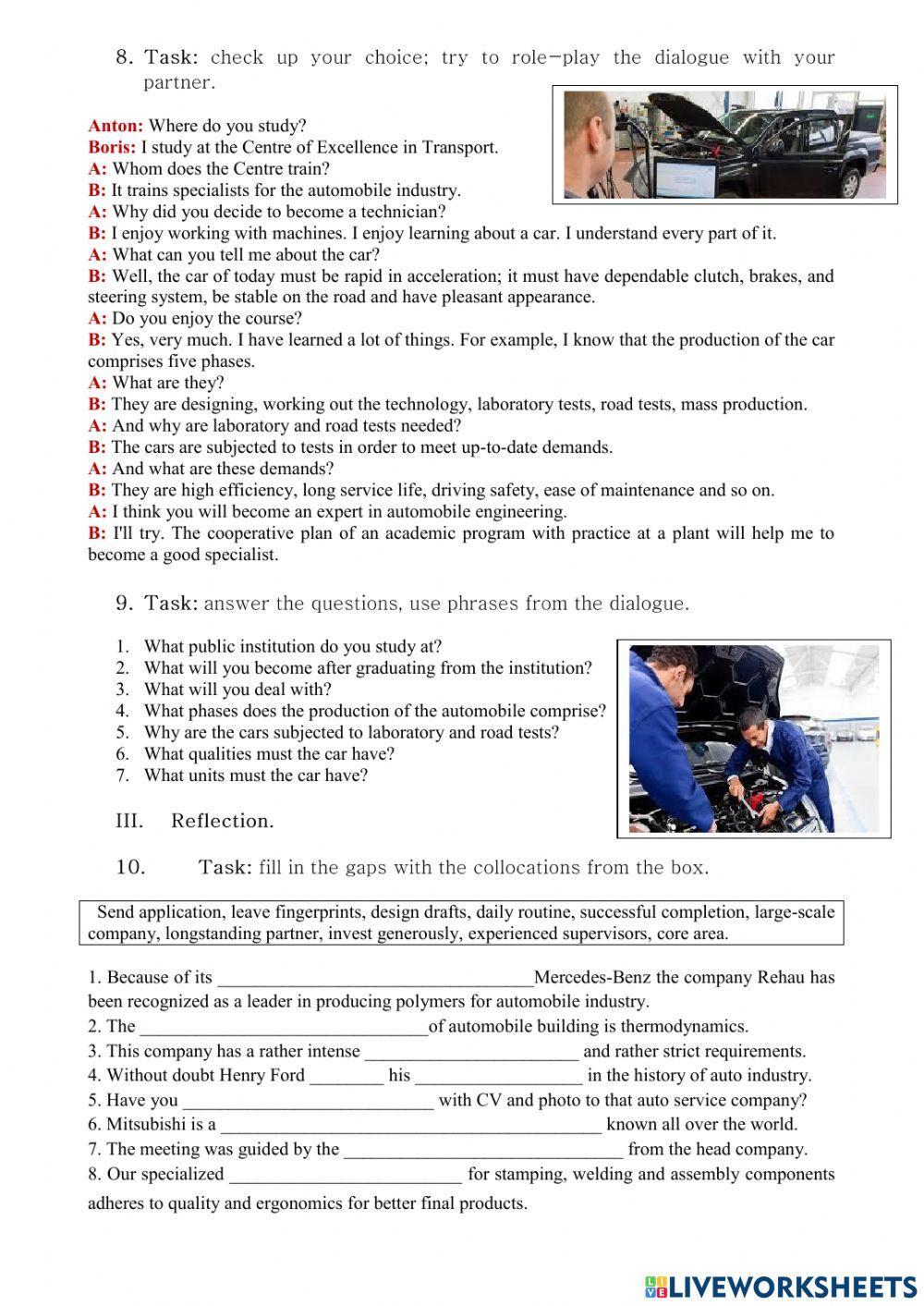 Jobs and Professions in Automobile Industry