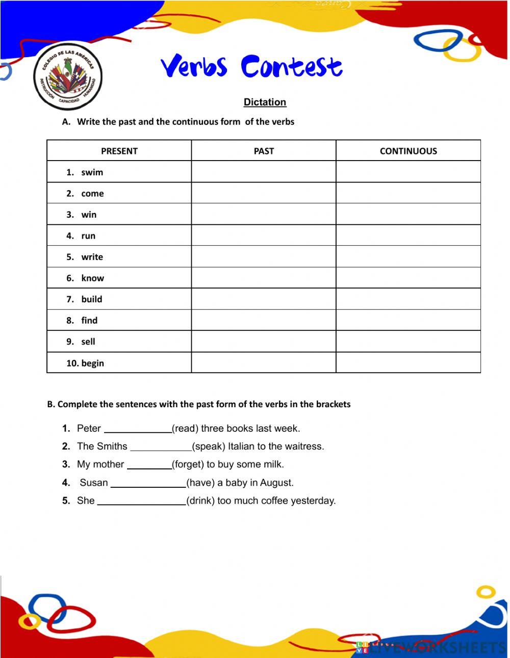 Verbs online exercise for | Live Worksheets