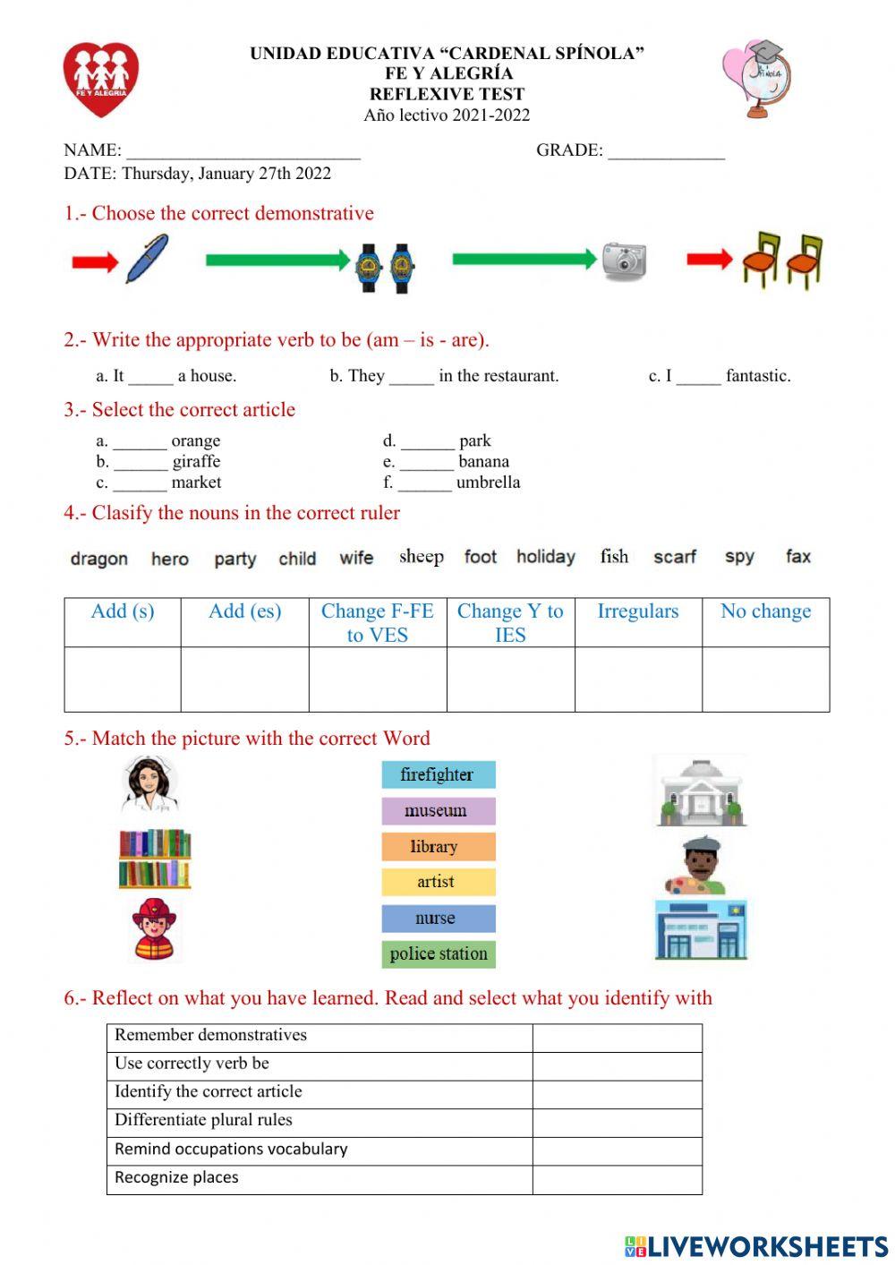 3rd Test online exercise for | Live Worksheets