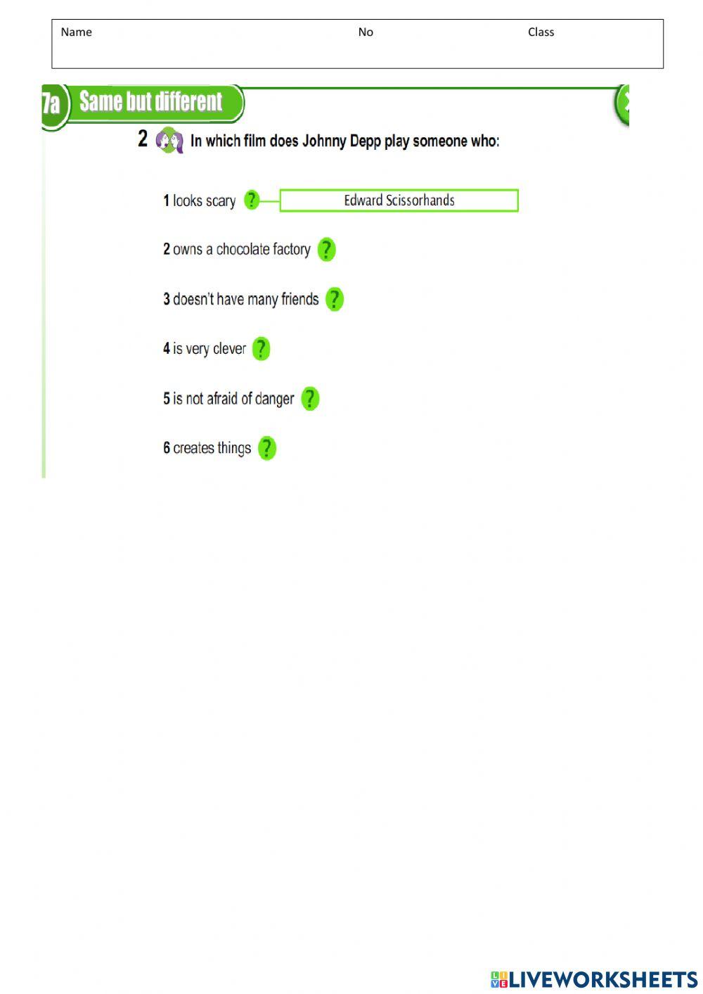 Worksheet online exercise for 7 | Live Worksheets