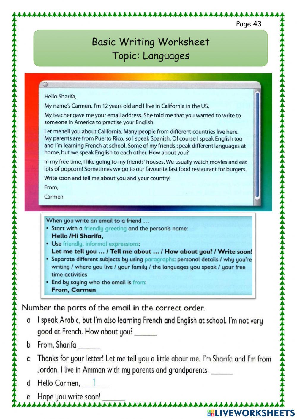 Basic Writing Grade 8 Week 1 Languages worksheet | Live Worksheets