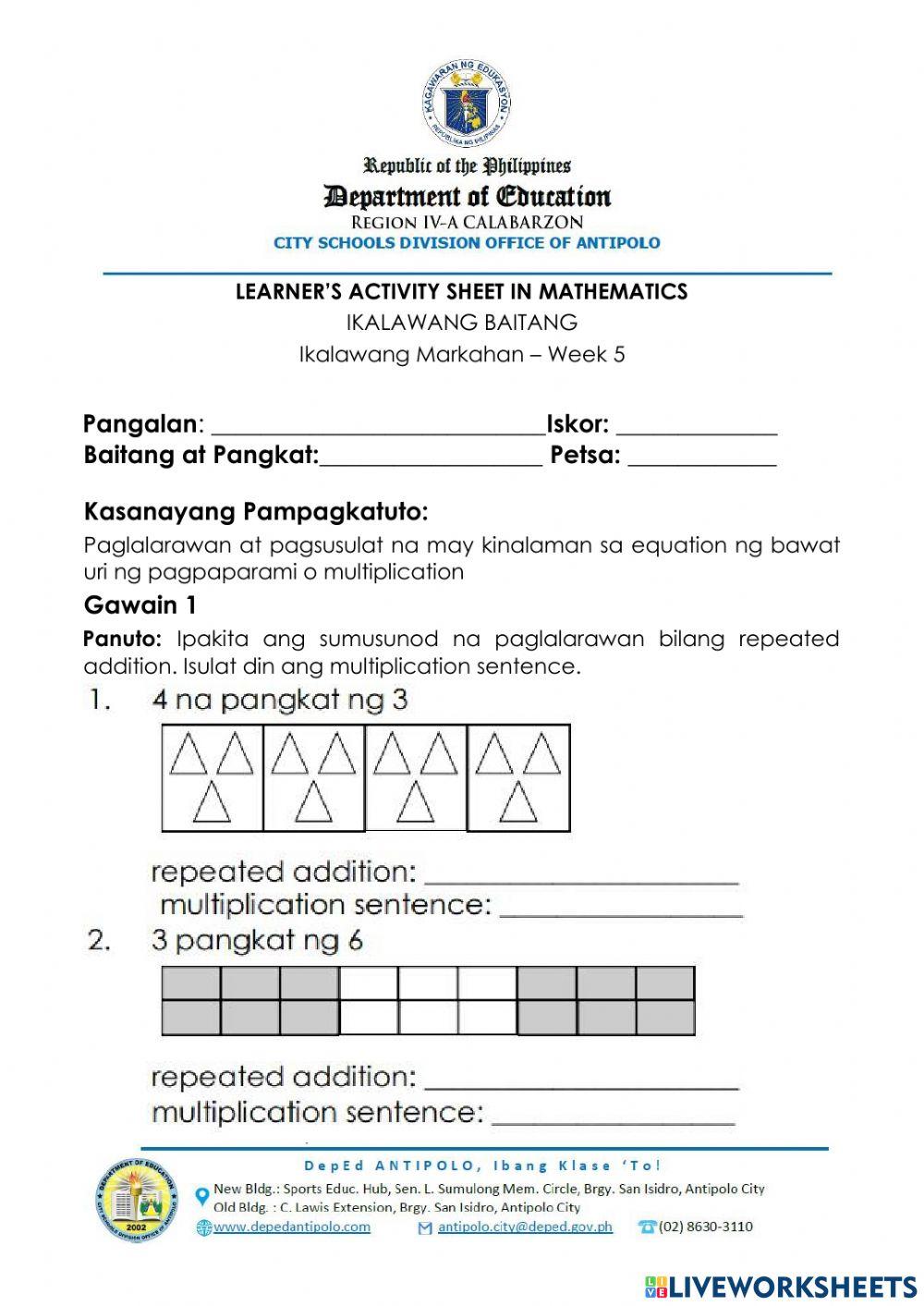 Q2,Math-Gr2-LAS-Week 5 worksheet | Live Worksheets