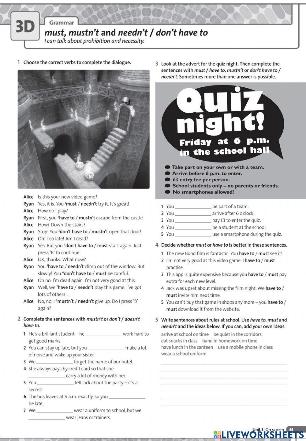 Unit 3D ex. 1-2 online exercise for | Live Worksheets