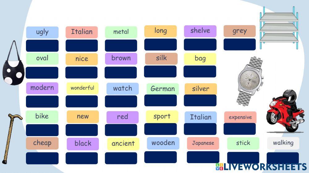 Adjective order online exercise for | Live Worksheets