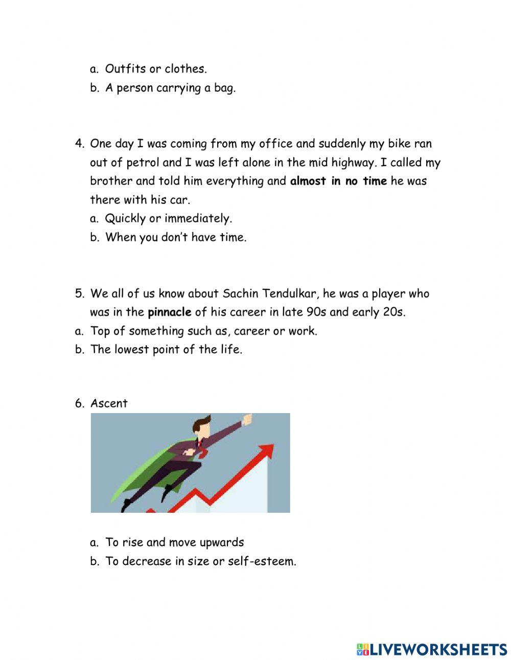 Vocabulary online exercise for 9 | Live Worksheets