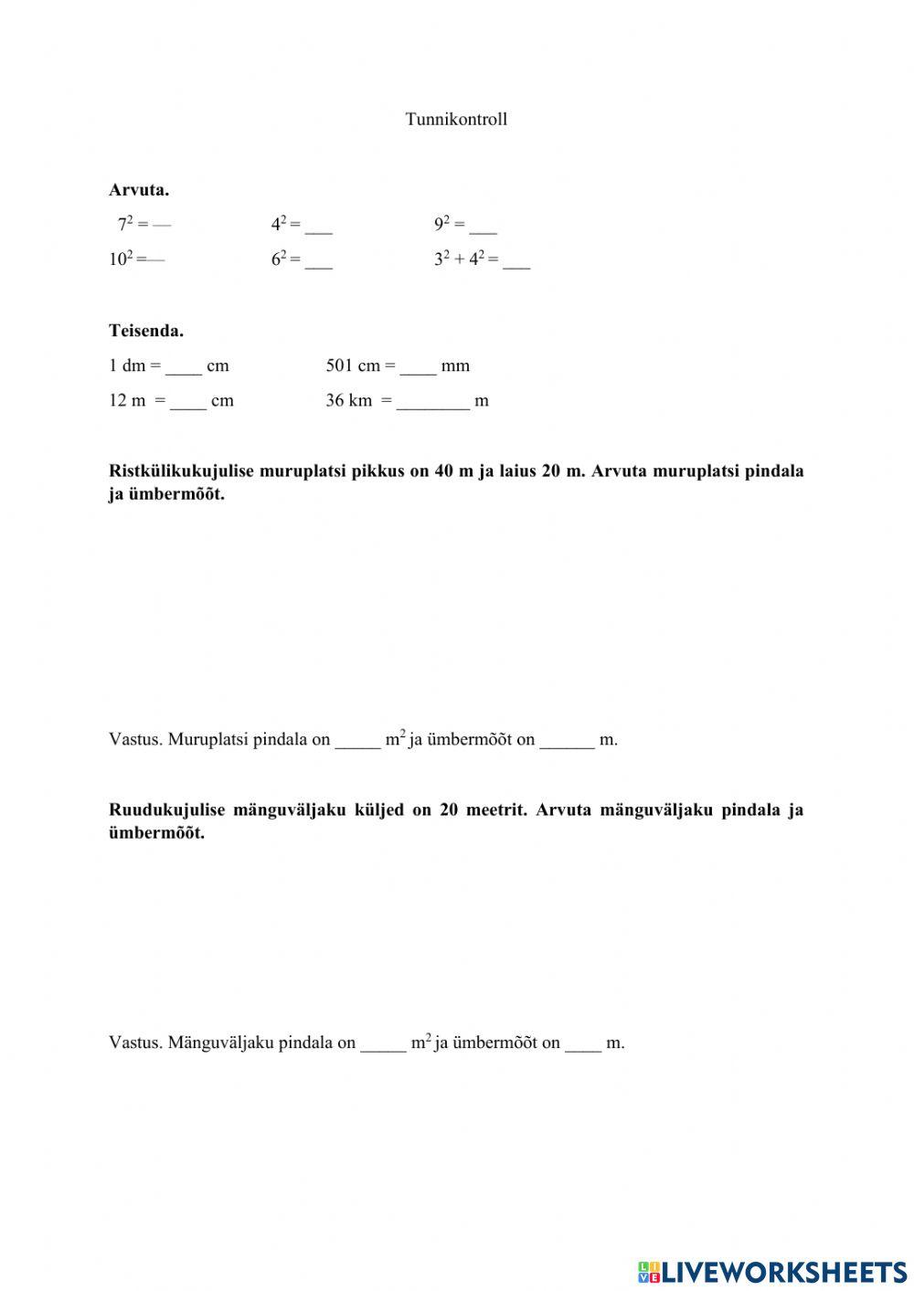 4010379 | 4. klass matemaatika. Ruudu ja ristküliku