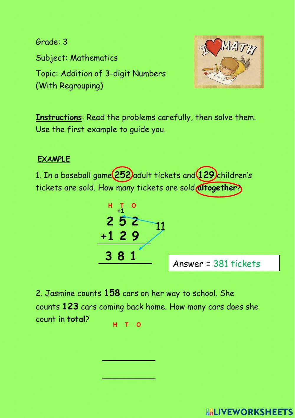 3 Digit Addition Worksheet Live Worksheets 3-digit-addition-worksheet-live-worksheets