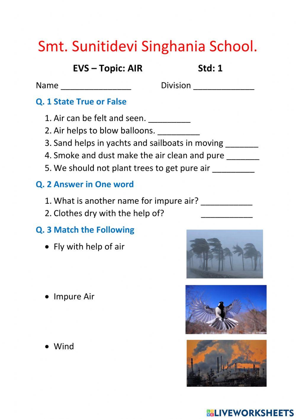 Evs online exercise for 1 | Live Worksheets