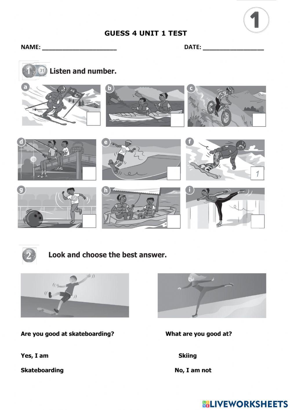 Unit 1 test gue… | Free Interactive Worksheets | 1825204