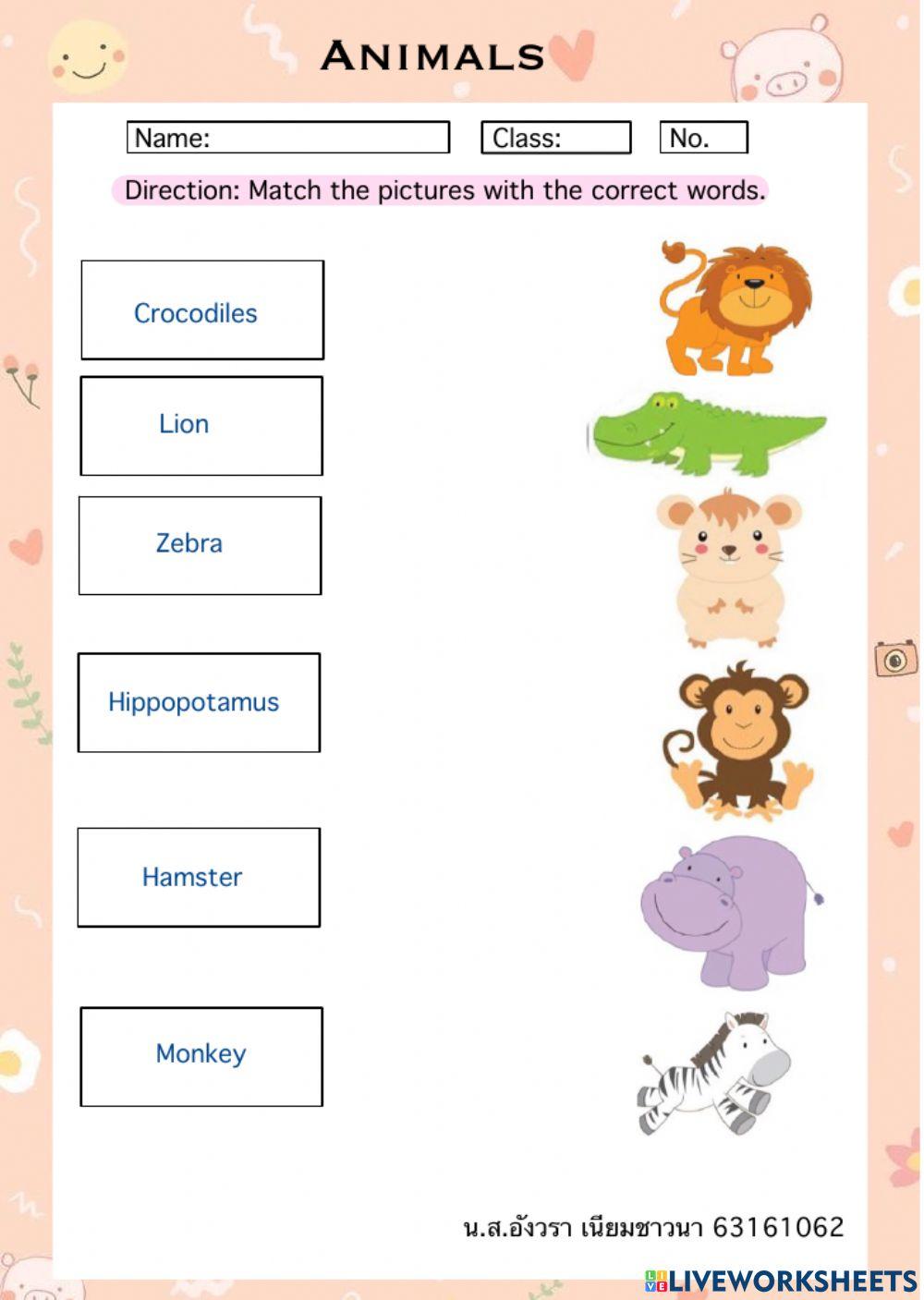 Animals online exercise for 1 | Live Worksheets