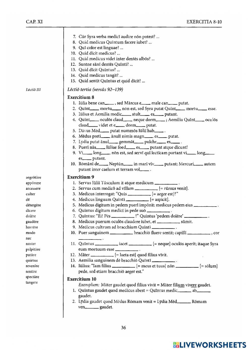 Exertitia latina. Capitulo XI . (44) 6819920 | Cansoren