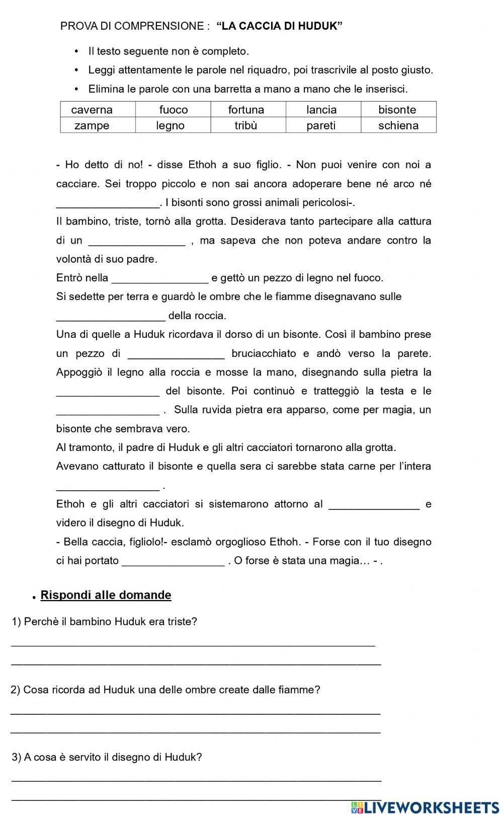 Comprensione classe terza 1825662 | SPIKE94 | Live