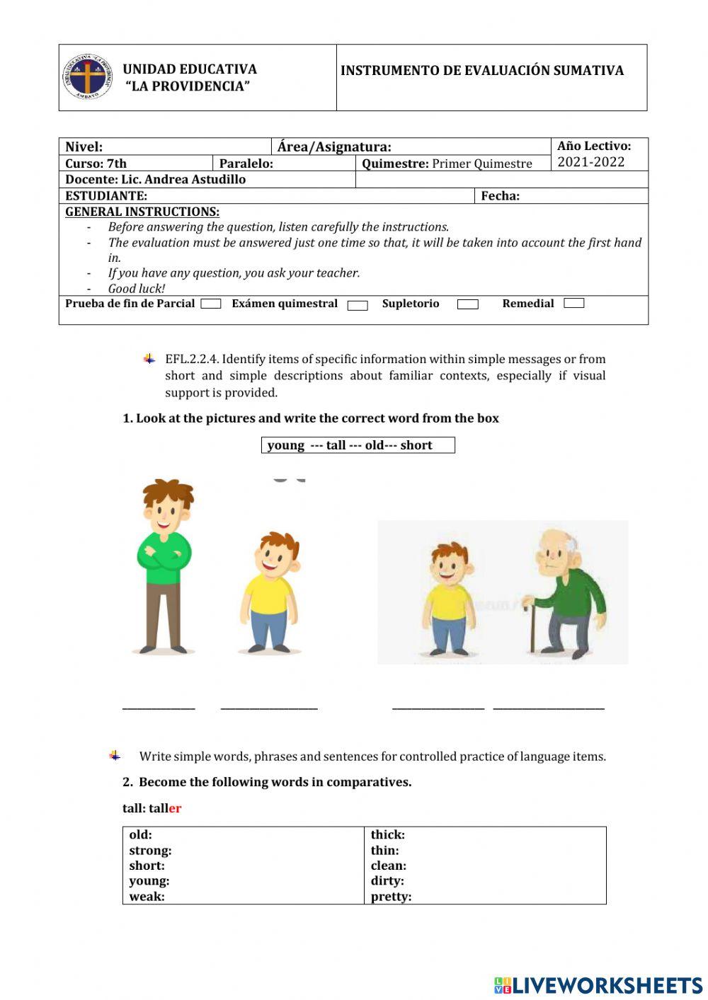 7th level english quiz worksheet | Live Worksheets