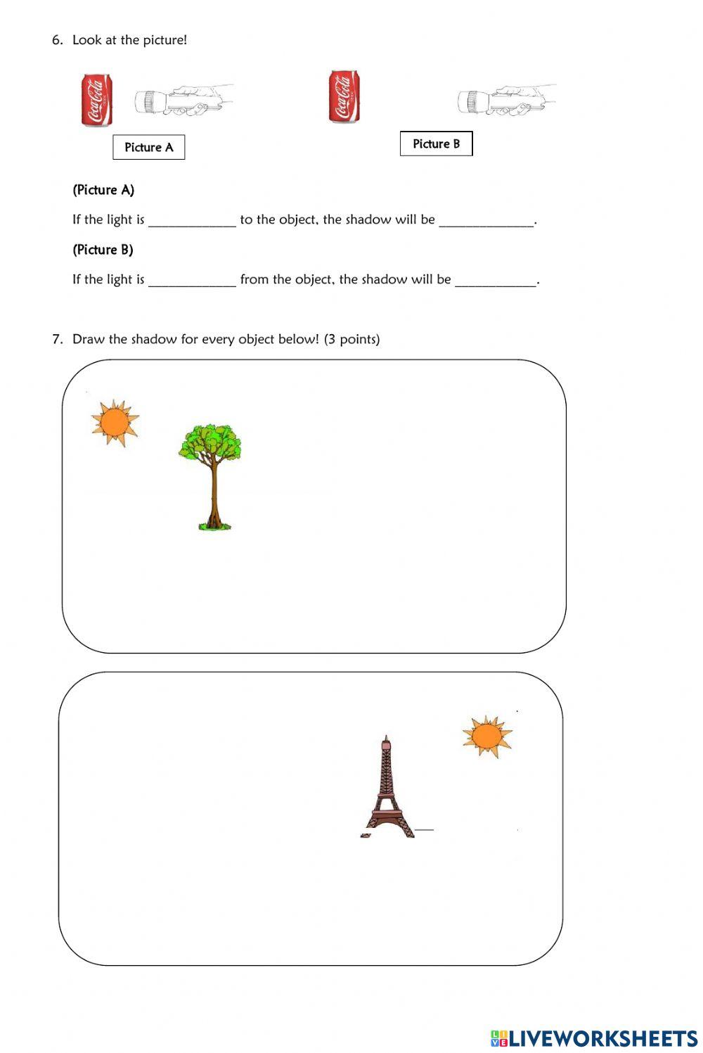 REVIEW MOT LIGHT AND SHADOW GRADE 2 online exercise for | Live Worksheets