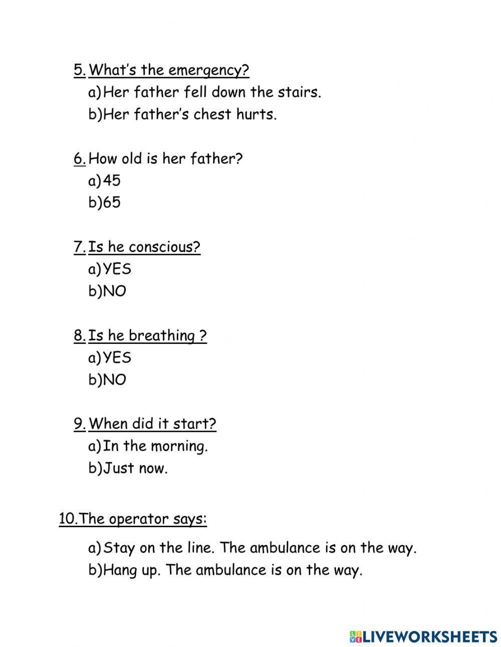 1826135 | Call 911 video | Gosh Burger | LiveWorksheets