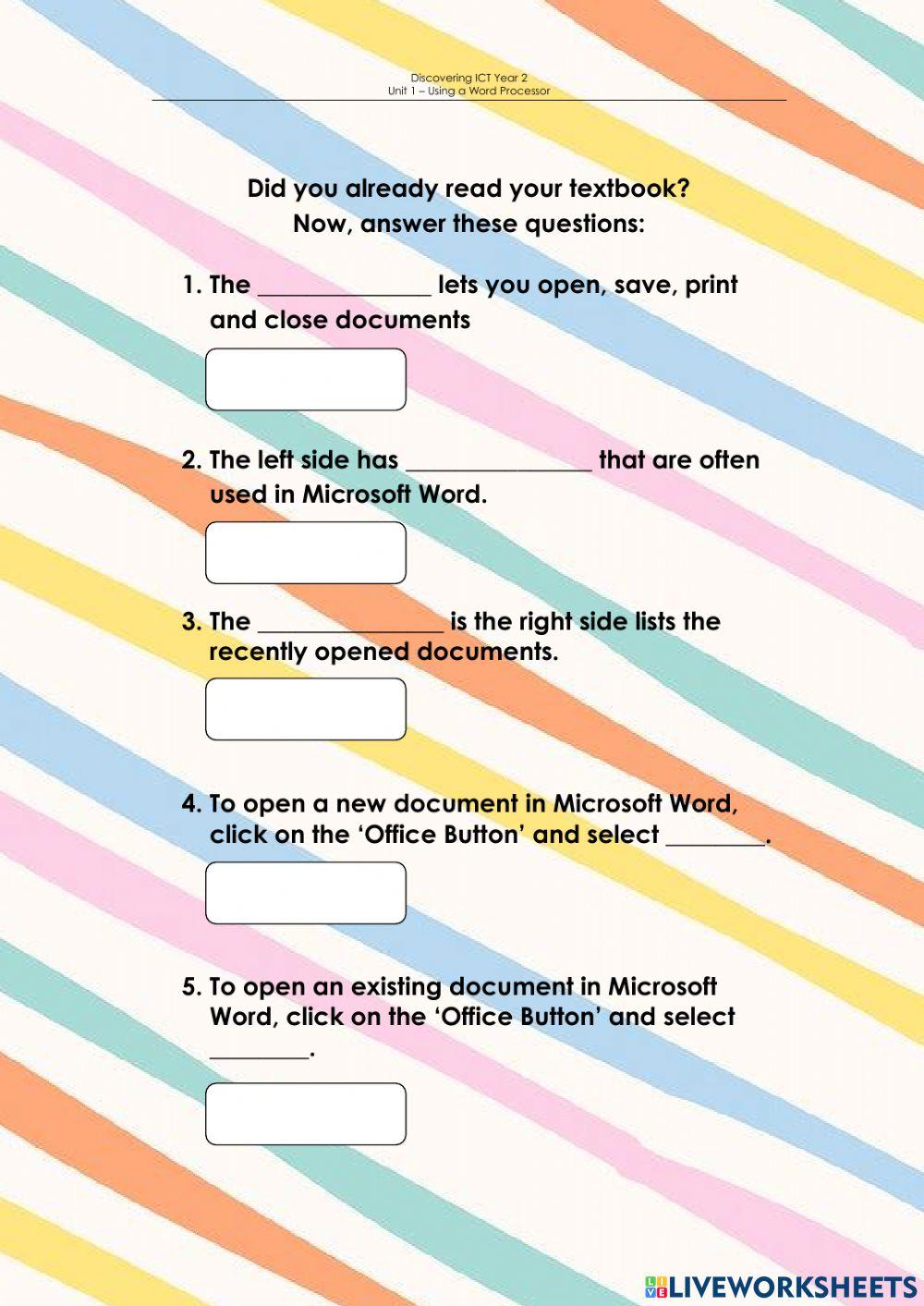 An Introduction… | Free Interactive Worksheets | 1826345