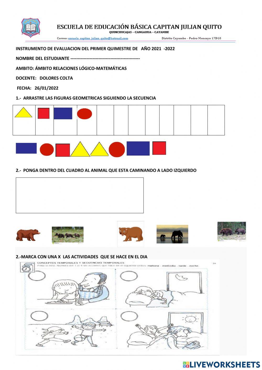 Logico matematico online worksheet for INICIAL | Live Worksheets
