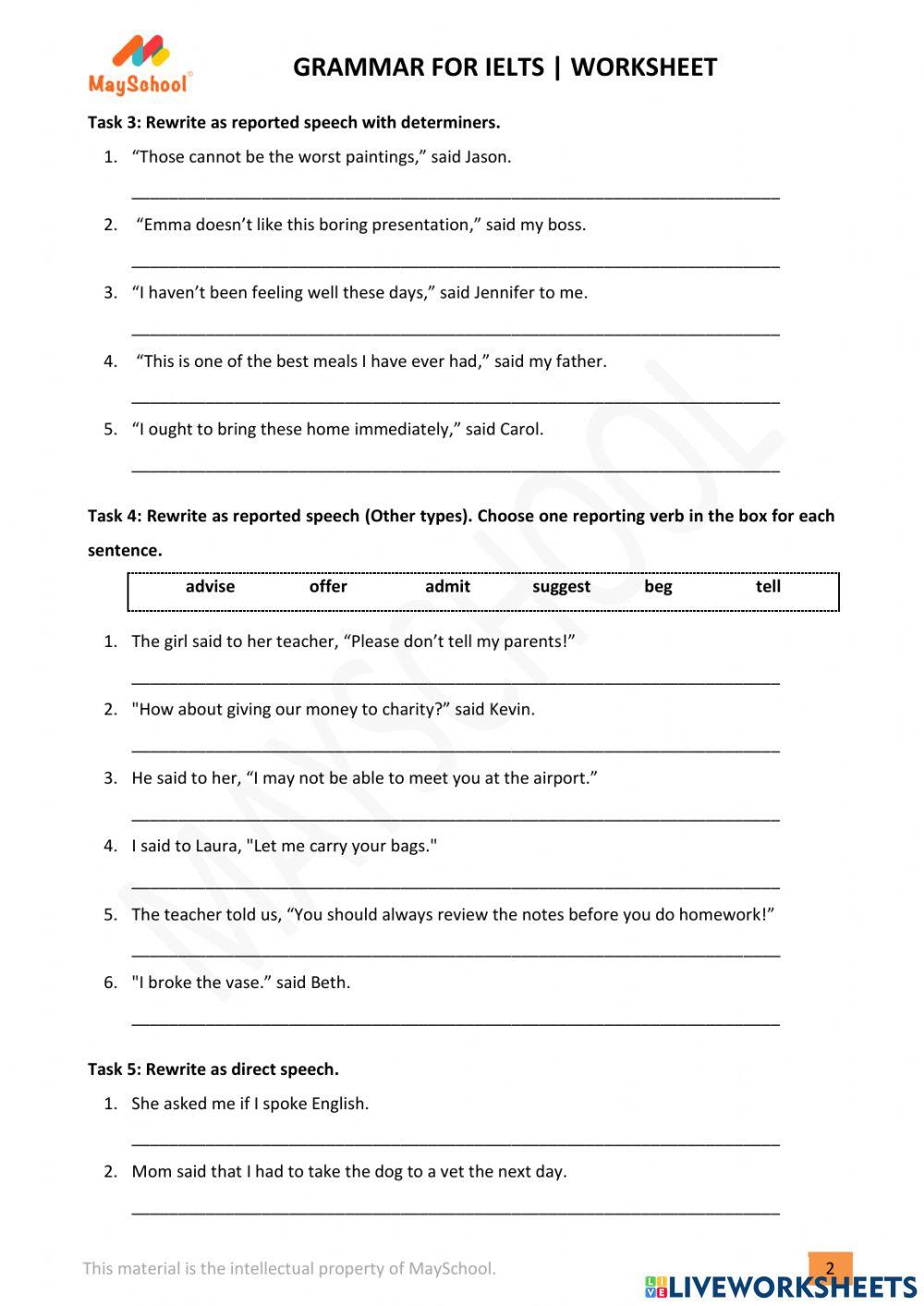 M8L8 - Reported Speech - Test online exercise for | Live Worksheets