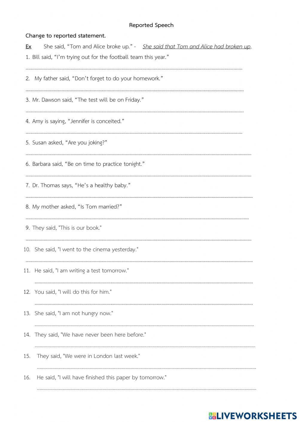 2697524 | Reported Speech | Kruorawee | LiveWorksheets