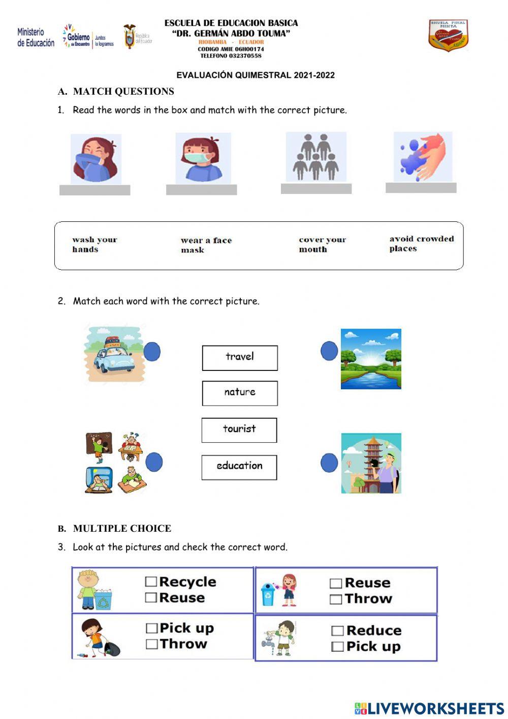 Evaluation online exercise for 10th | Live Worksheets