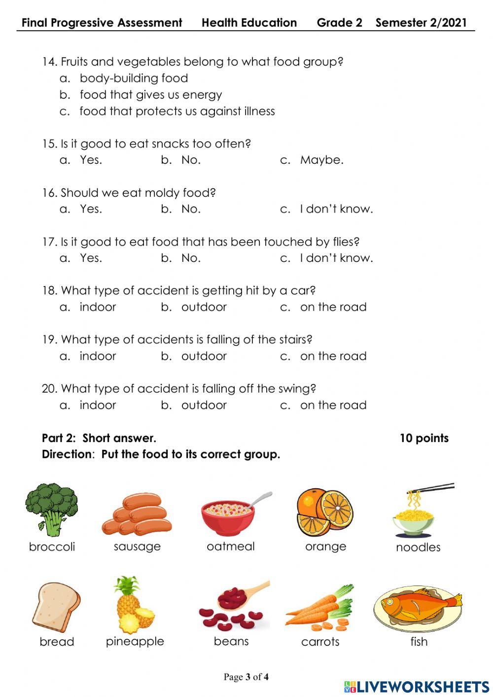 FINAL HEALTH SEM 2 online exercise for | Live Worksheets