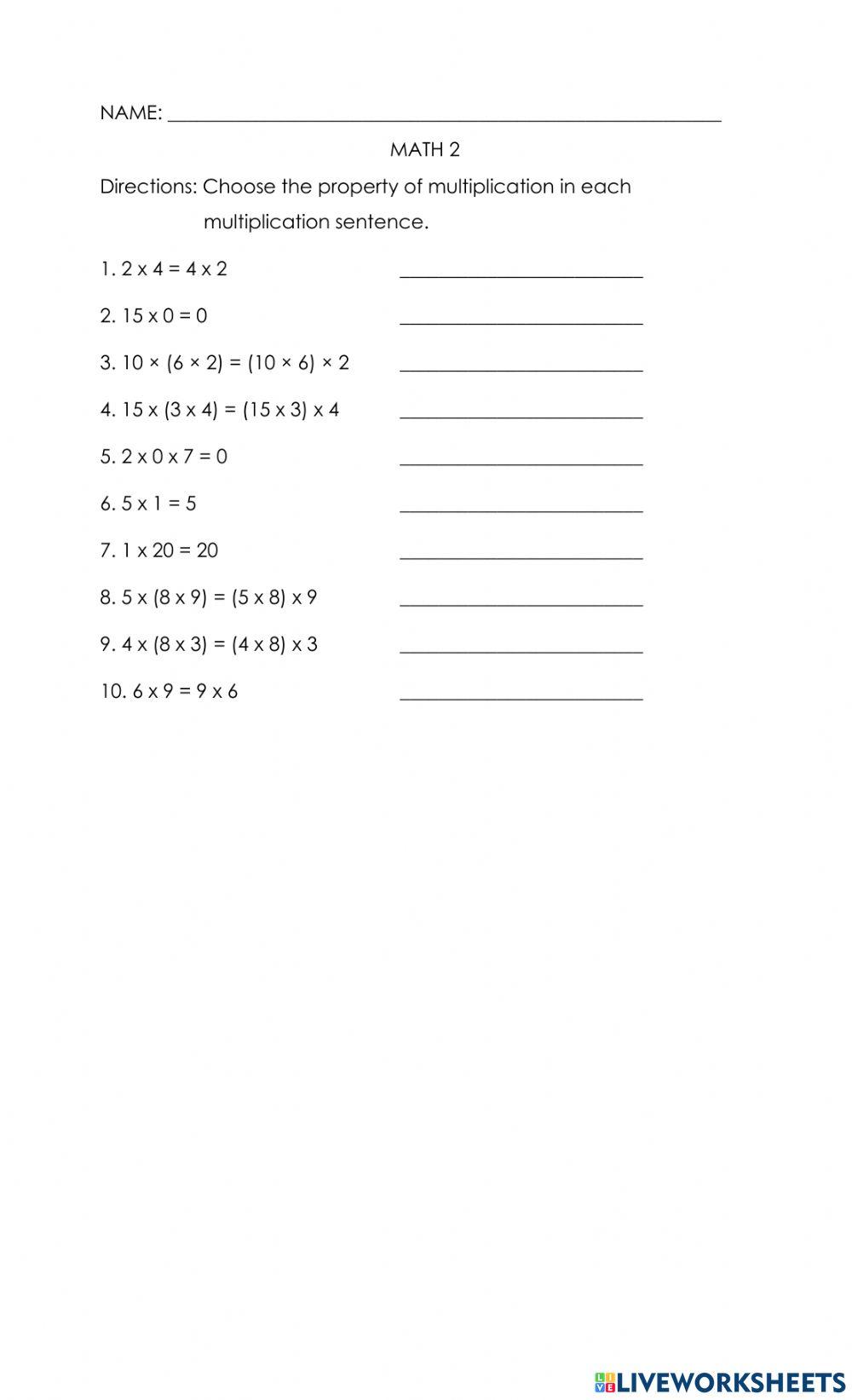 1827213 | Multiplication Properties | Miljolyn Ricamata
