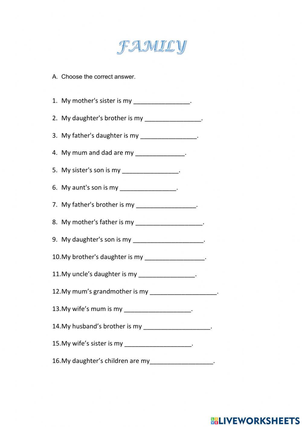 Family | TeresaCarvalho | Live Worksheets