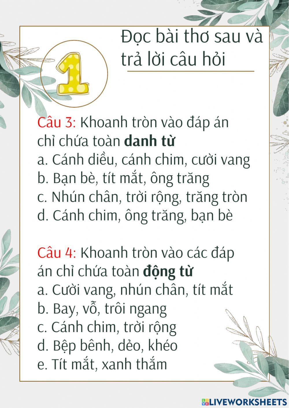 Phiếu bài tập c… | Free Interactive Worksheets | 1827349