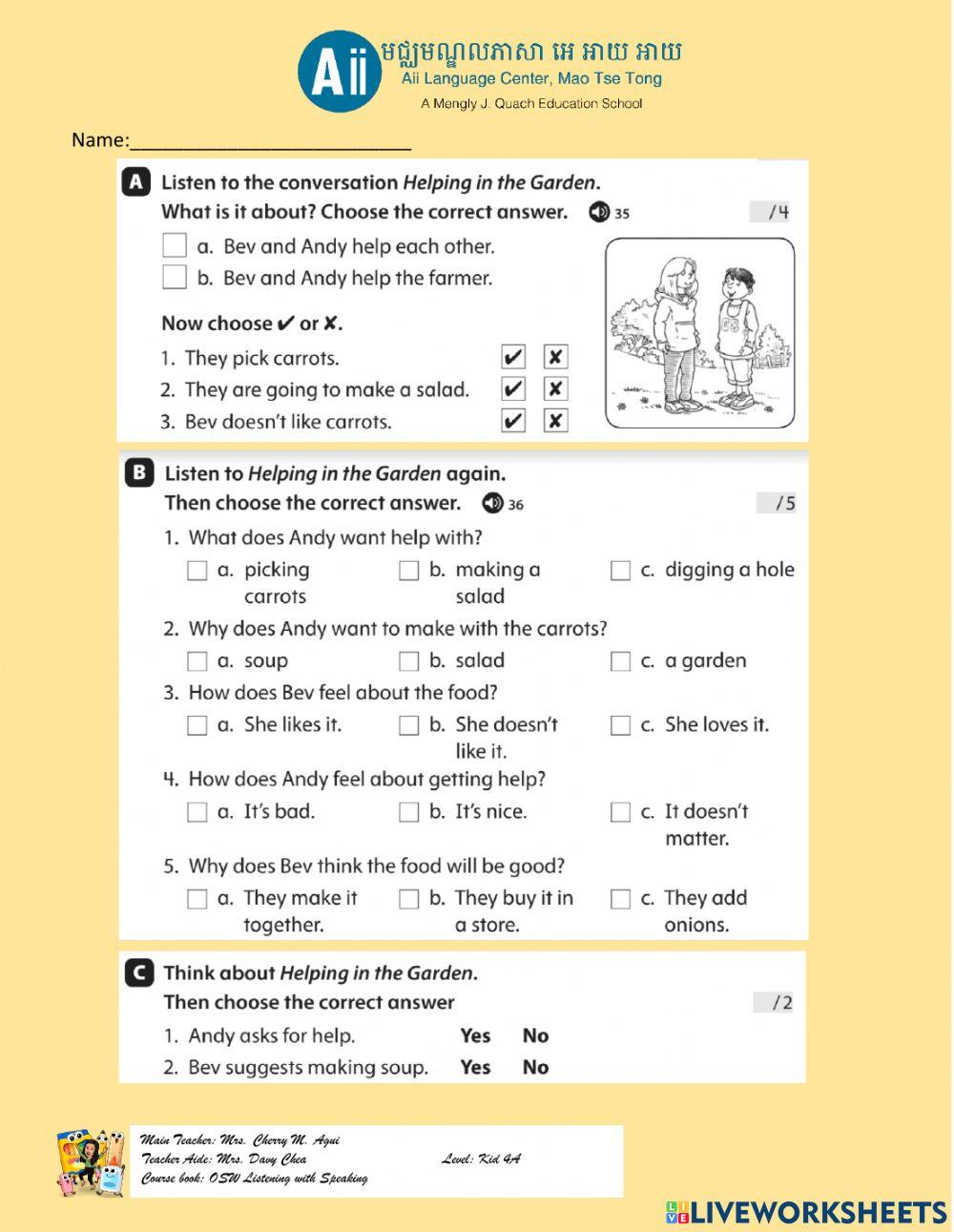 OSW Listening Test worksheet | Live Worksheets