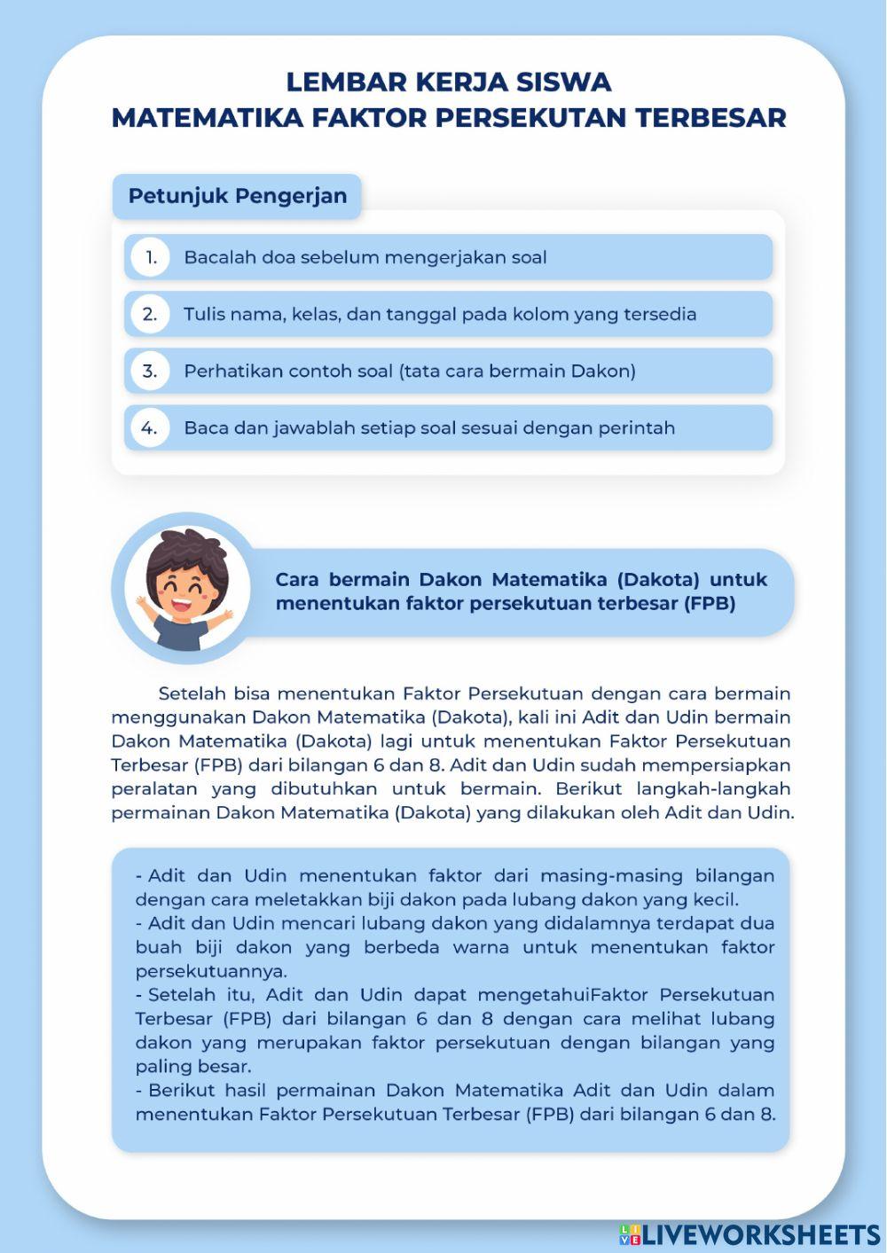 Bilangan interactive exercise for 4 | Live Worksheets