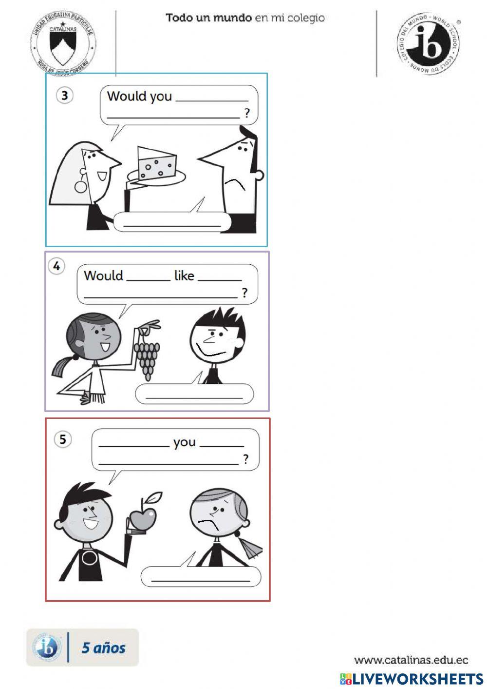 Would you like....? interactive worksheet | Live Worksheets