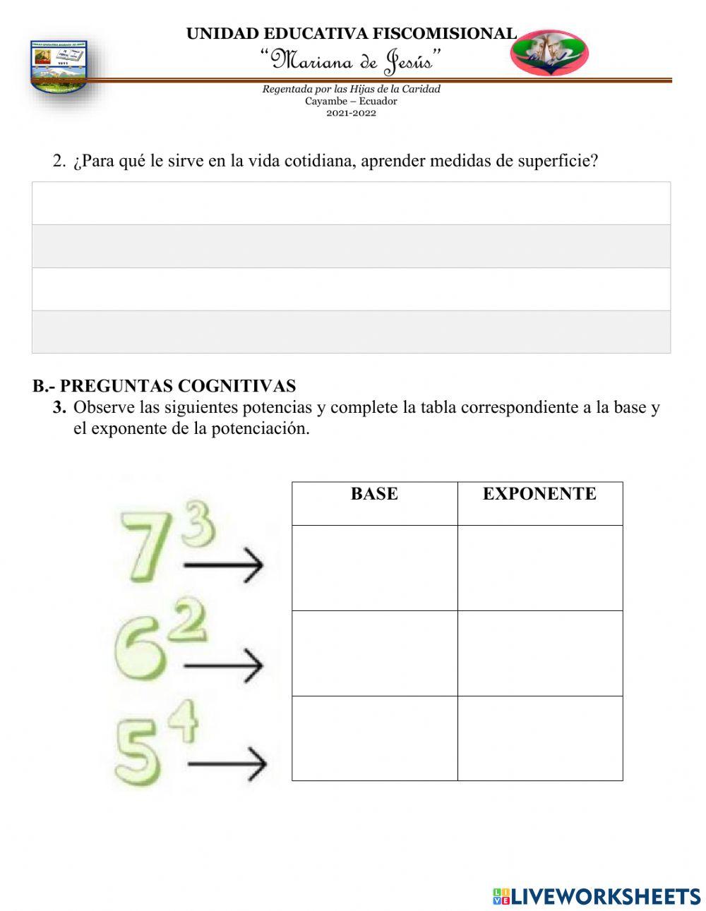 Matematica-7A worksheet | Live Worksheets