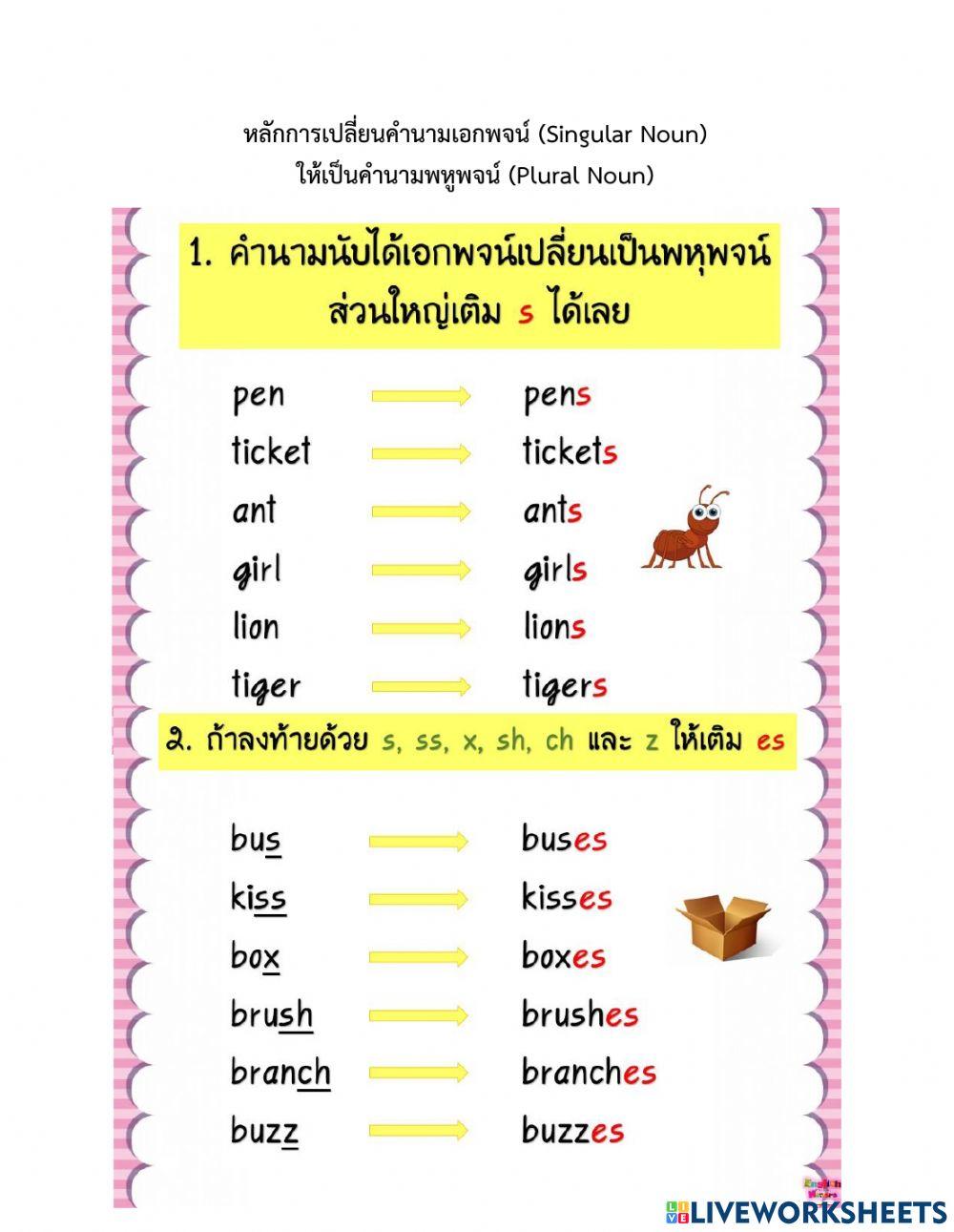 Exercise 3: Plural Nouns online exercise for | Live Worksheets