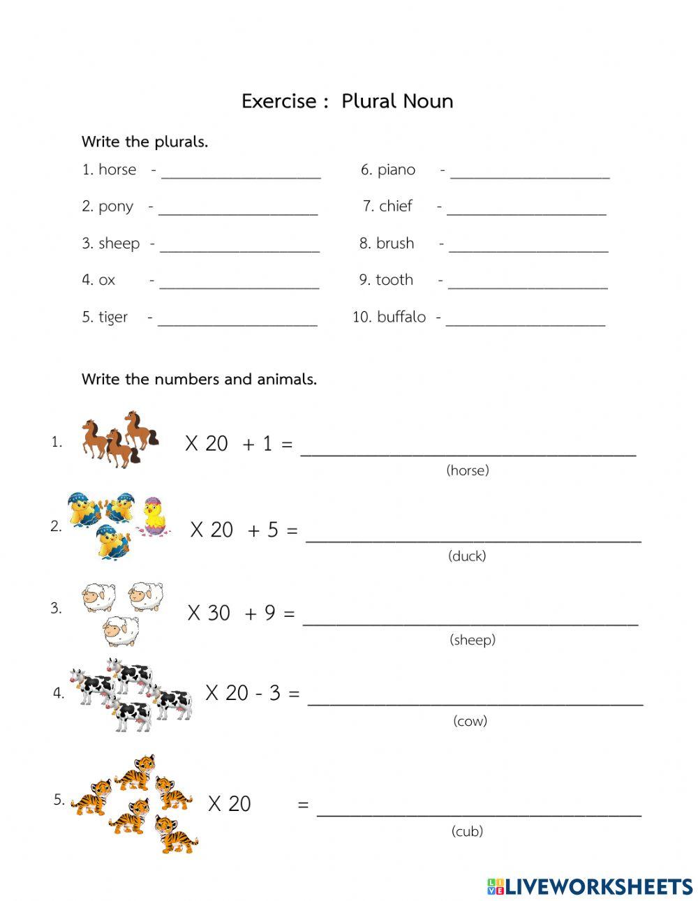 Exercise 3: Plural Nouns online exercise for | Live Worksheets