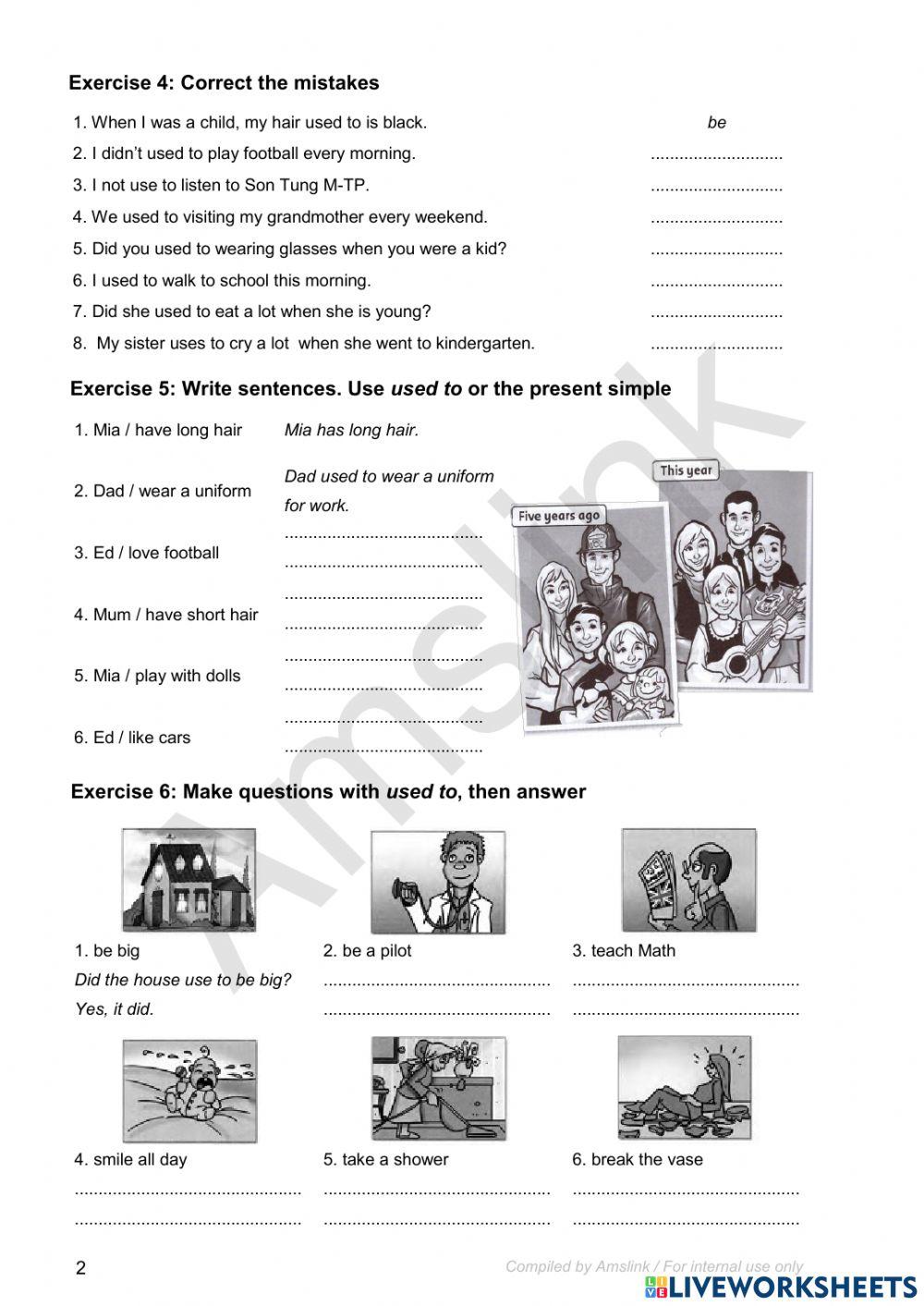 Used to online exercise for 4-5 | Live Worksheets